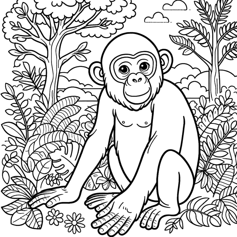 Chimpanzee Coloring Pages 27 - Coloring Pages Gem