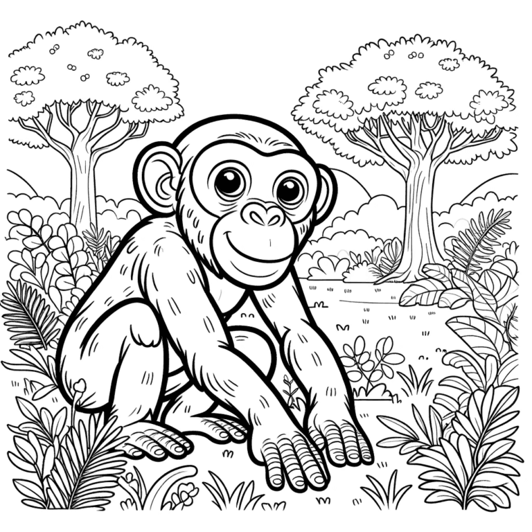 Chimpanzee Coloring Pages 37 - Coloring Pages Gem