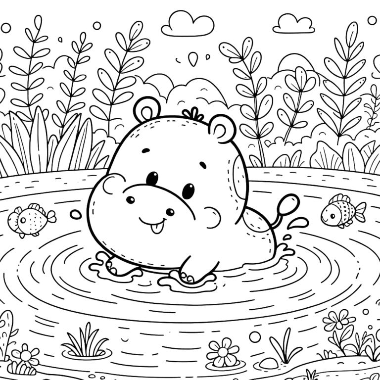 Hippopotamus Coloring Pages 25 - Coloring Pages Gem