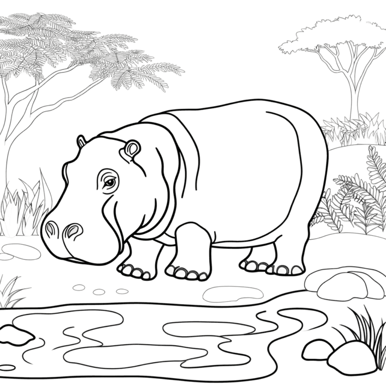 Hippopotamus Coloring Pages 25 - Coloring Pages Gem
