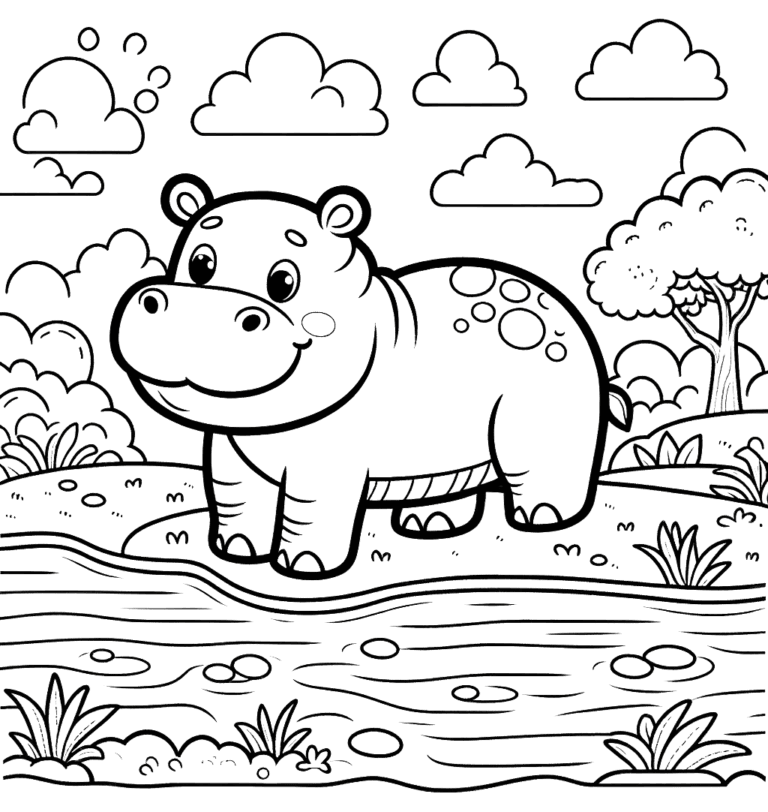 Hippopotamus Coloring Pages 31 - Coloring Pages Gem