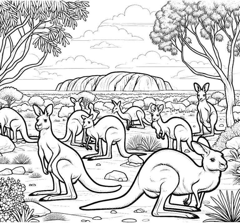 Kangaroo Coloring Pages 2 - Coloring Pages Gem
