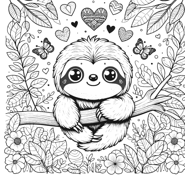 Sloth Coloring Pages 3 - Coloring Pages Gem
