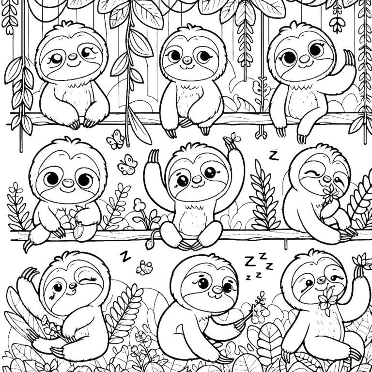 Sloth Coloring Pages 3 - Coloring Pages Gem
