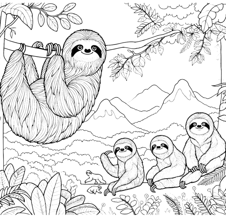 Sloth Coloring Pages 3 - Coloring Pages Gem