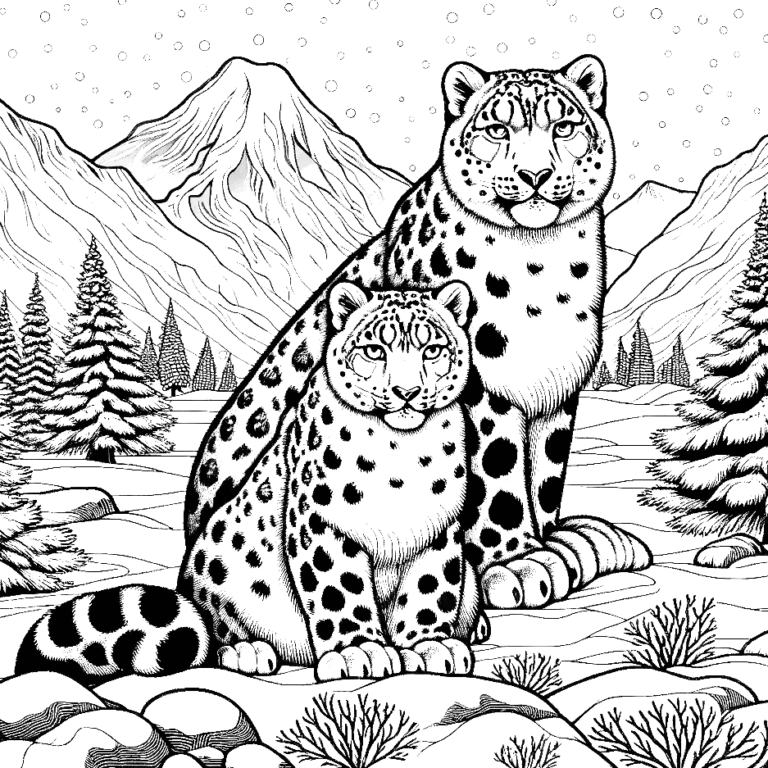 Snow Leopard Coloring Pages 2 - Coloring Pages Gem