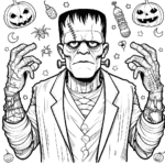 Frankenstein Jack-O-Lanterns Pumpkins Halloween Coloring Pages ...