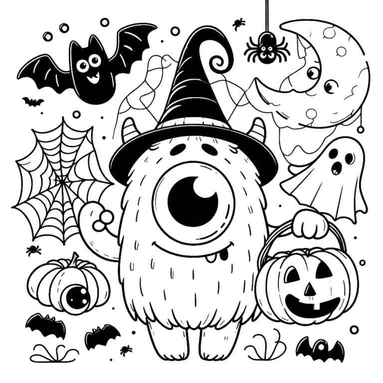 Jack-O-Lantern Pumpkin with Haunted House on Head Halloween Coloring ...